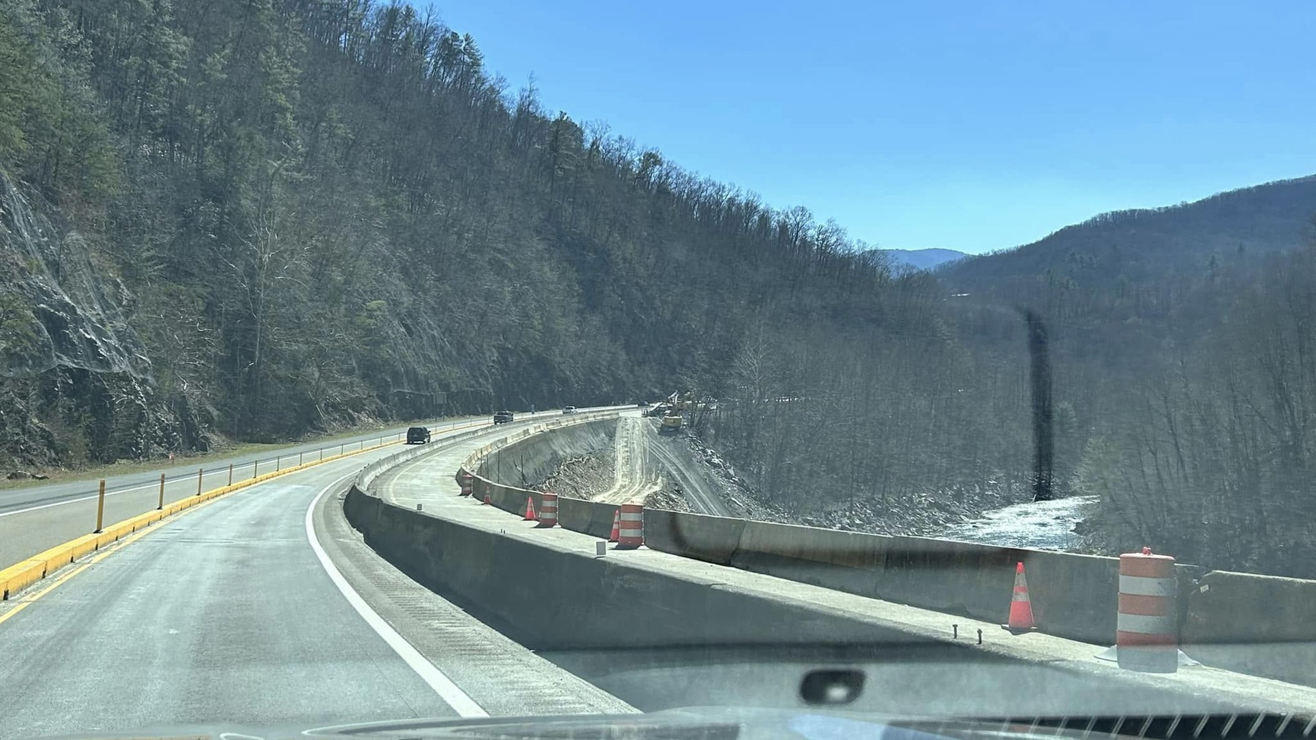 Driving the reopened portion of I-40 at the North Carolina-Tennessee ...