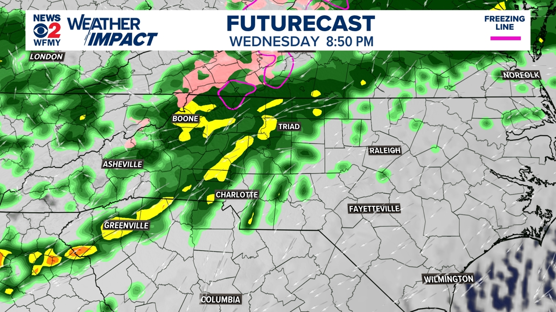 Weather Impact Alert: Timeline for freezing rain Wednesday in North ...