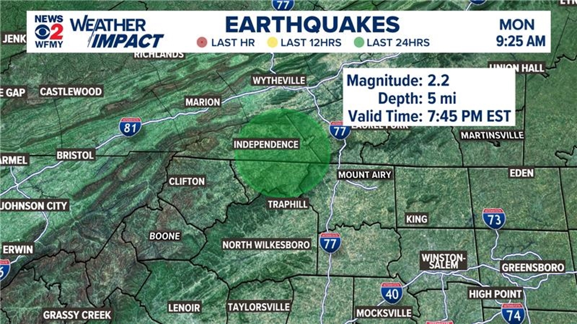 Magnitude 2.2 earthquake shakes Virginia–North Carolina border ...