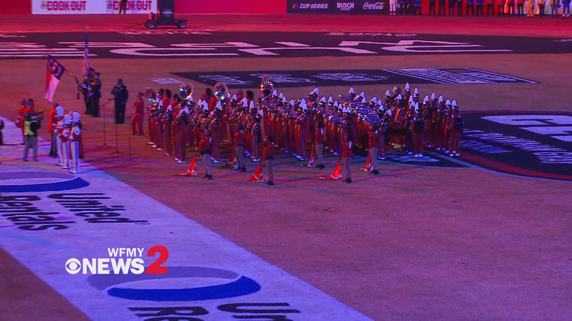 Winston-Salem State marching band plays National Anthem before NASCAR ...