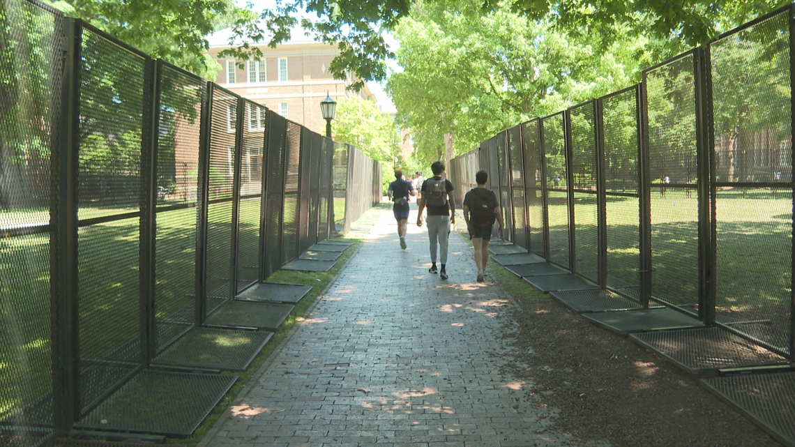 NC university puts up tall fences after protests | wfmynews2.com