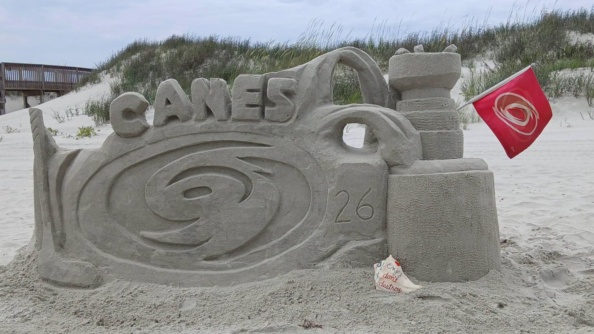 NC sand artists celebrate Canes Stanley Cup win with amazing sand ...