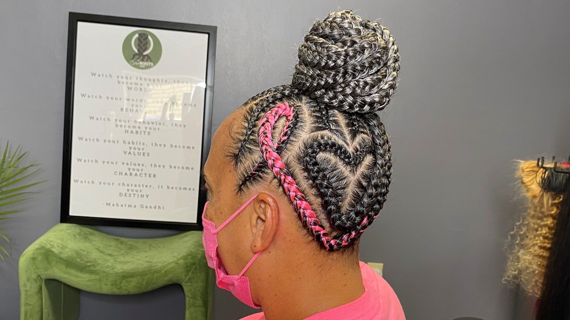 South Carolina woman braiding designs for breast cancer awareness ...